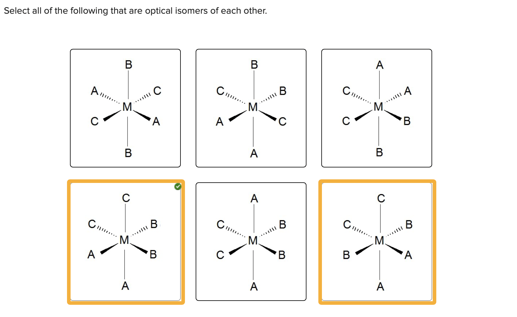 Solved Select all of the following that are optical isomers | Chegg.com