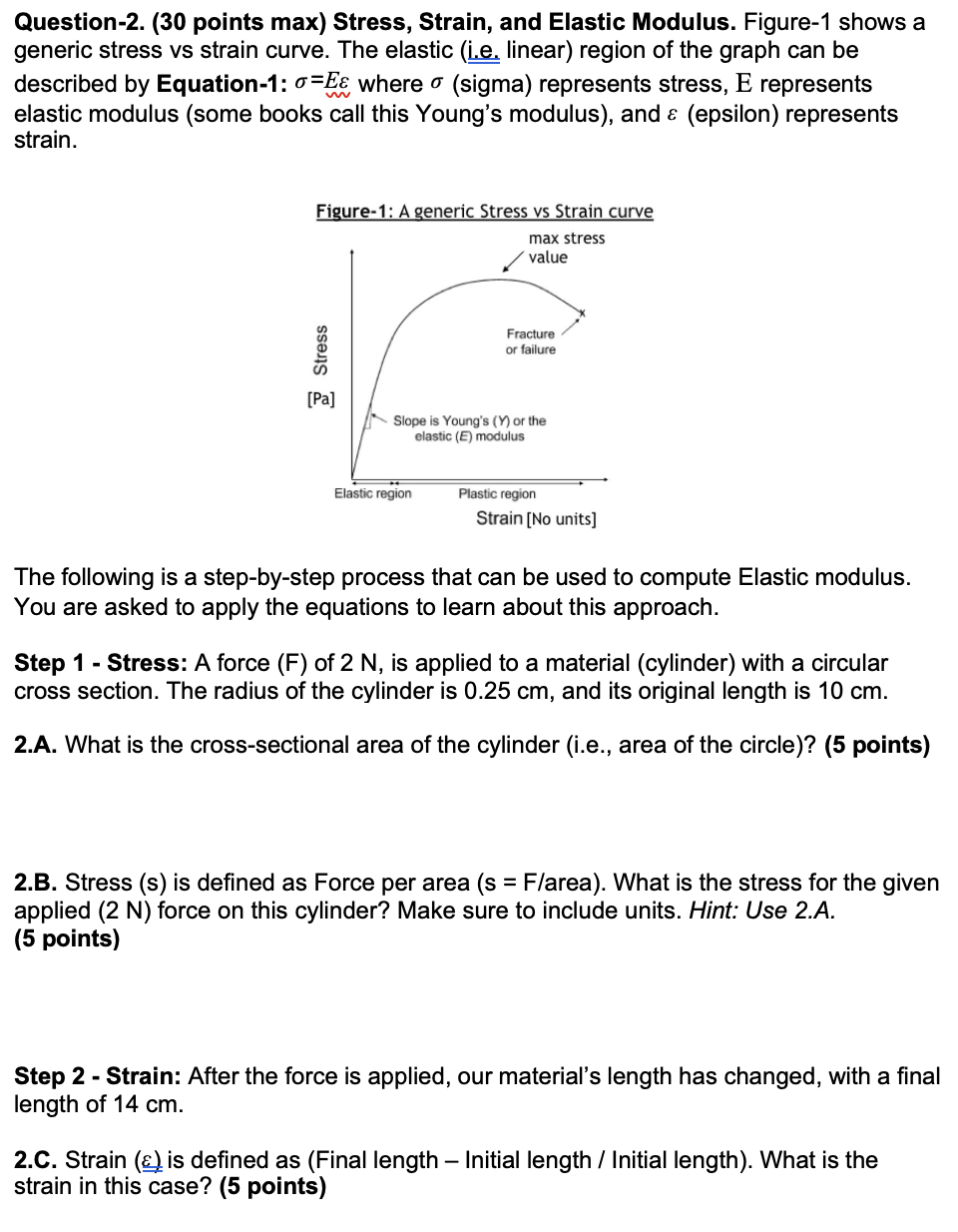 Solved Question-2. (30 points max) Stress, Strain, and | Chegg.com