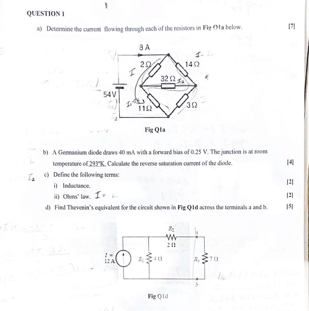 Solved a) Determine the current flowing through each of the | Chegg.com