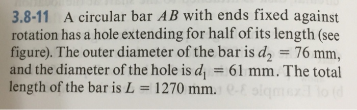 Solved 3.8-11 A circular bar AB with ends fixed against | Chegg.com
