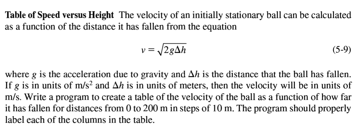 Solved Table of Speed versus Height The velocity of an | Chegg.com