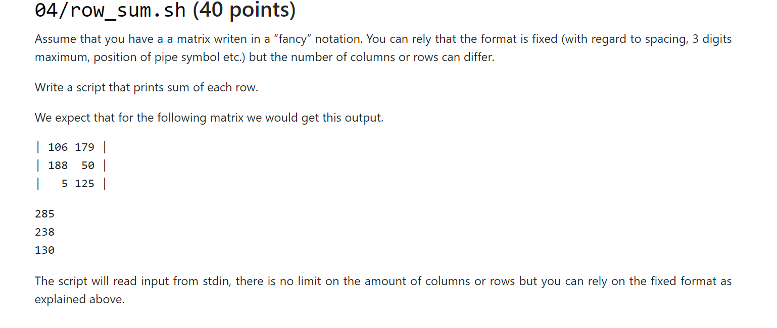 Solved 04/row_sum.sh (40 points) Assume that you have a a | Chegg.com