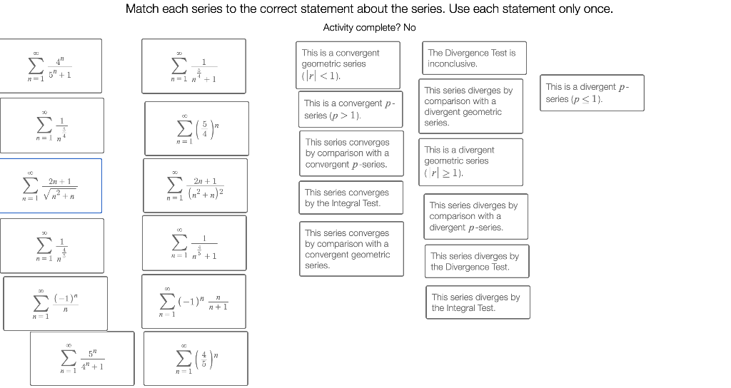 Solved Match each series to the correct statement about the | Chegg.com