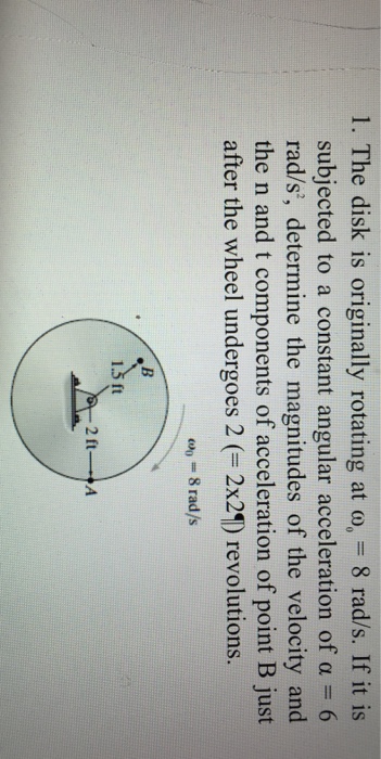 Solved The disk is originally rotating at omega_0 = 8 rad/s. | Chegg.com