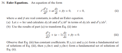 Solved 34. Euler Equations. An equation of the form dy rTT + | Chegg.com