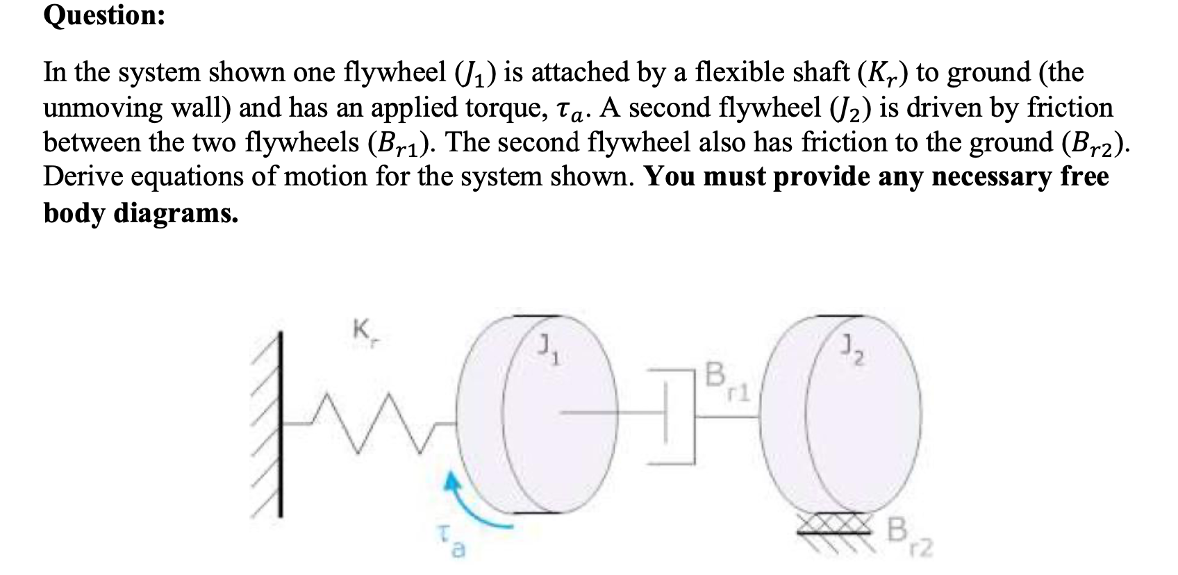 Solved Question: In the system shown one flywheel (J1) is | Chegg.com