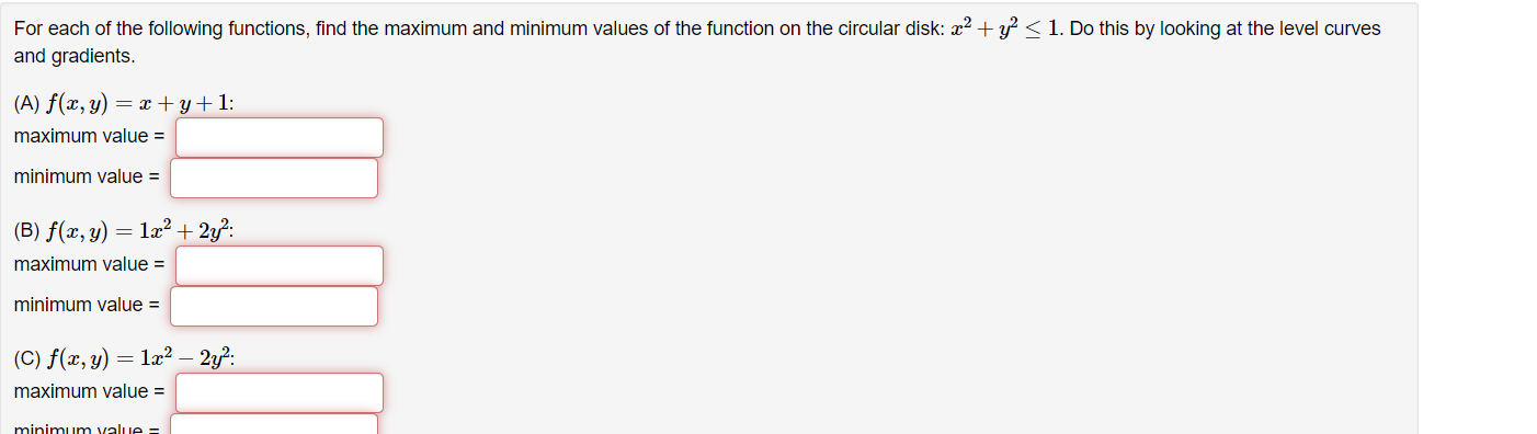Solved For each of the following functions, find the maximum | Chegg.com