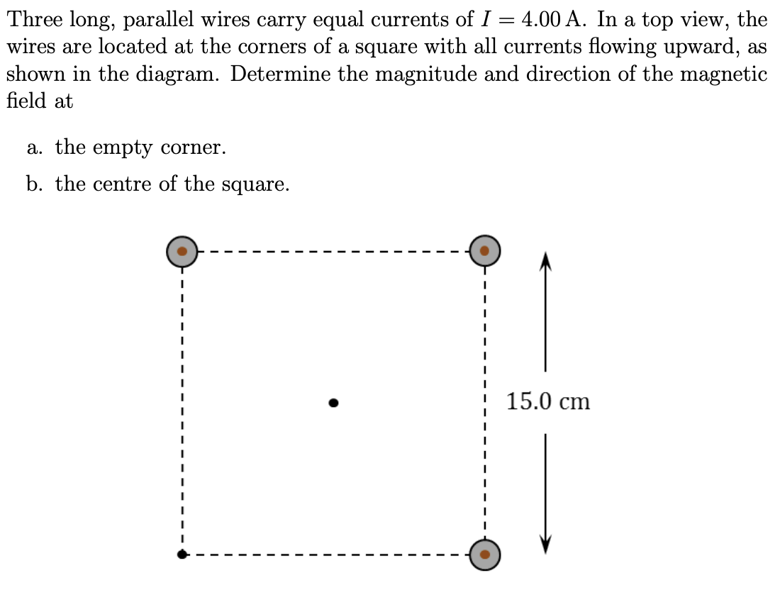 Solved Three long, parallel wires carry equal currents of | Chegg.com
