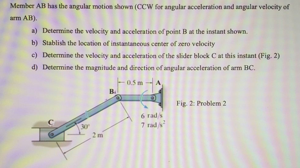Solved Member AB has the angular motion shown (CCW for | Chegg.com