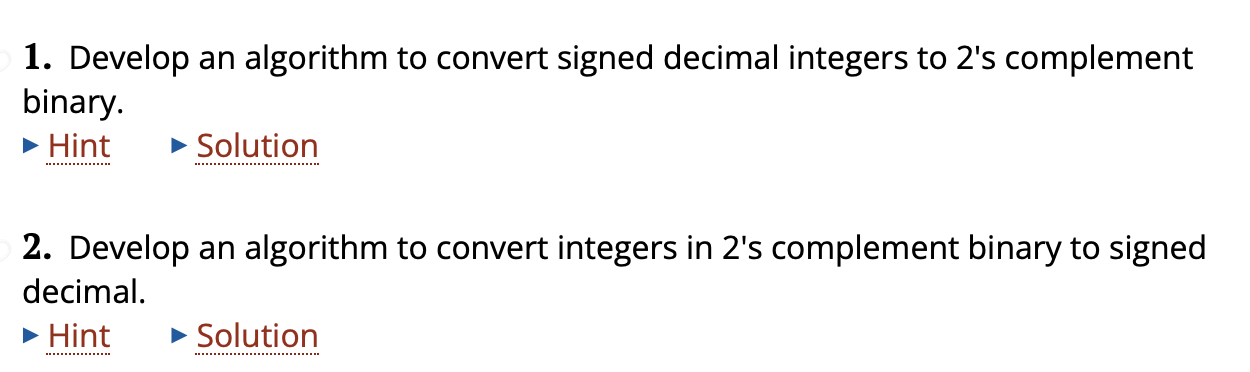 Solved 1. Develop an algorithm to convert signed decimal | Chegg.com