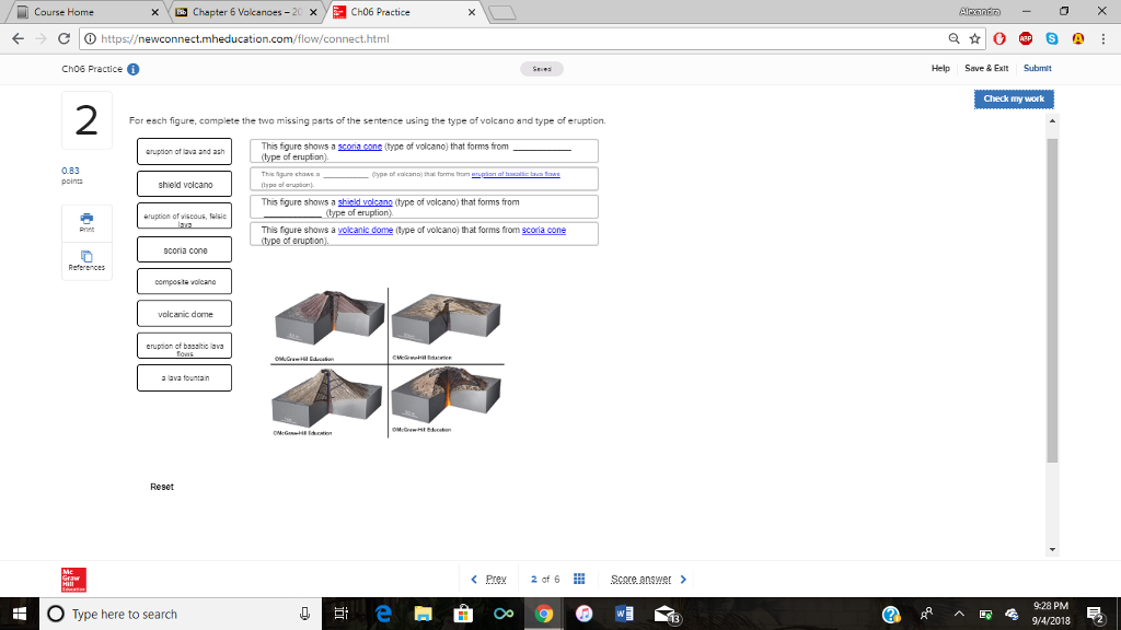 Solved Course Home Chapter 6 Volcanoes-2: X Ch06 Practice ← | Chegg.com