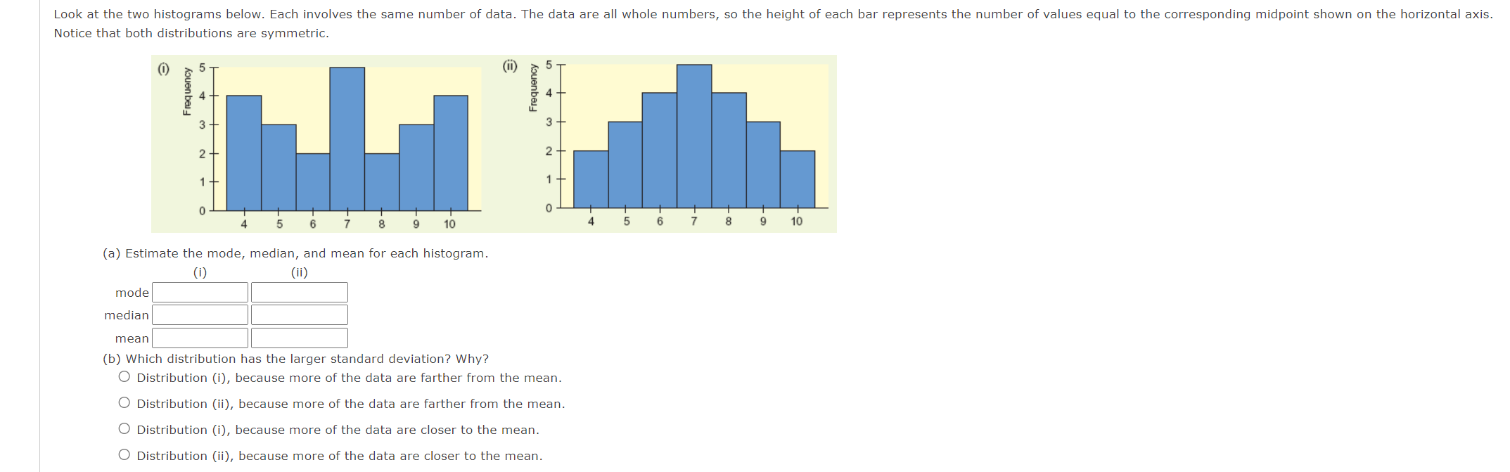 Solved (a) Estimate the mode, median, and mean for each | Chegg.com