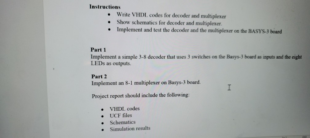 Solved Instructions Write VHDL codes for decoder and | Chegg.com