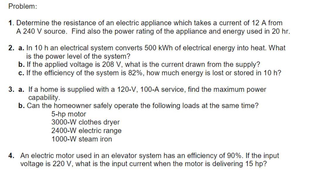Solved Problem: 1. Determine the resistance of an electric | Chegg.com