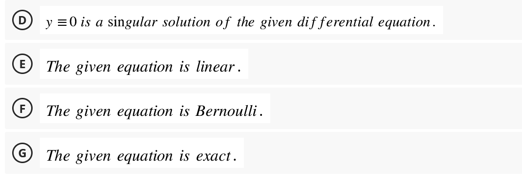 Solved Given the first order differential equation, select | Chegg.com