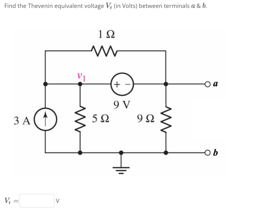 Solved Find the Thevenin equivalent voltage Vt (in Volts) | Chegg.com