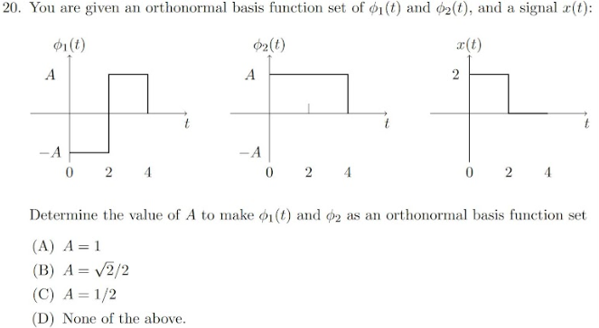 Solved 0. You are given an orthonormal basis function set of | Chegg.com