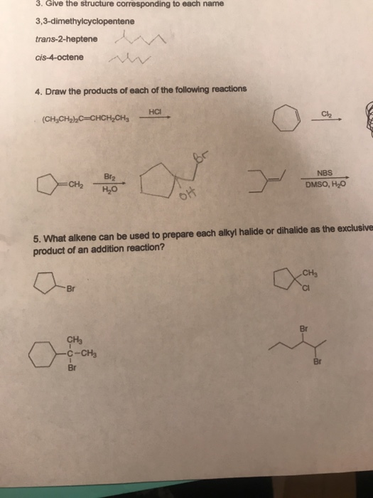 Solved 3. Give the structure corresponding to each name | Chegg.com
