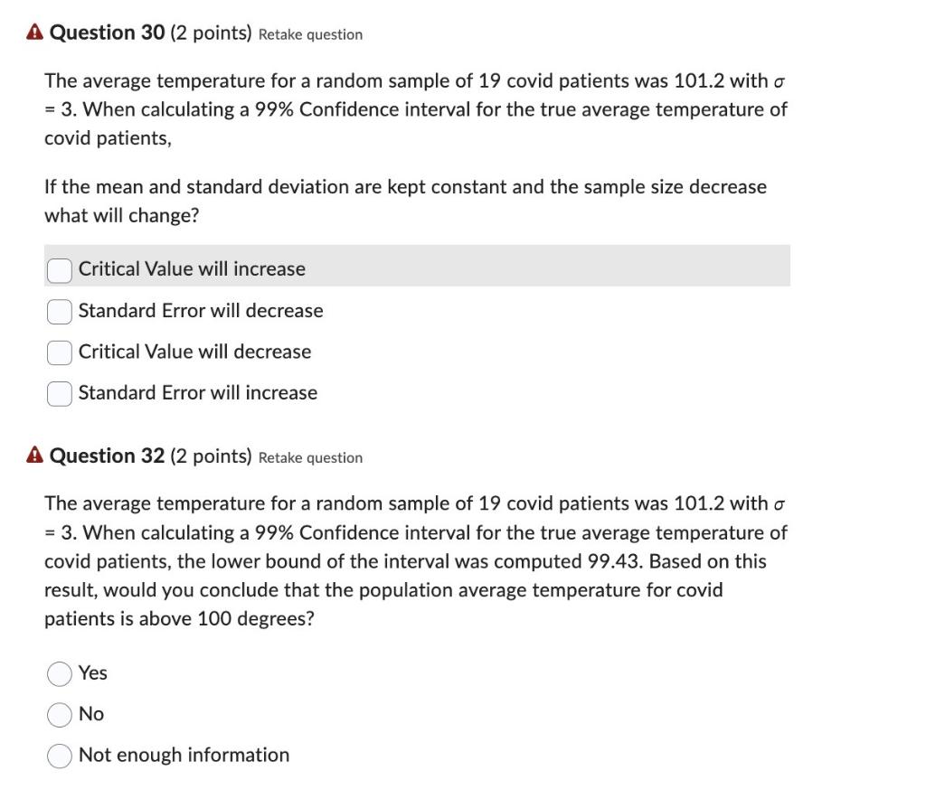 Solved a Question 30 (2 points) Retake question The average | Chegg.com