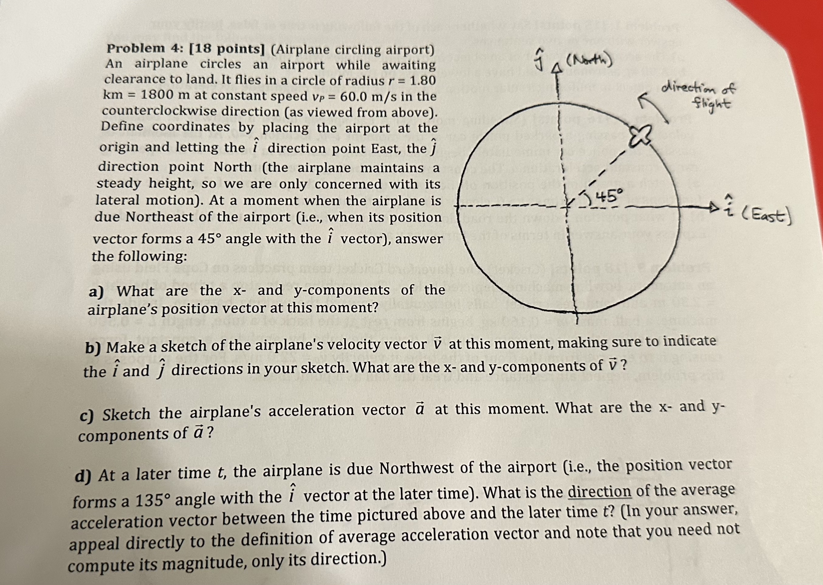 Solved Problem 4: [18 points] (Airplane circling airport) An | Chegg.com