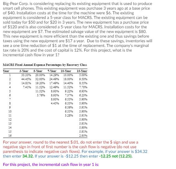 Solved Big-Pear Corp. is considering replacing its existing | Chegg.com