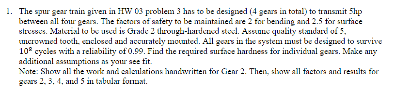Solved The spur gear train given in HW 03 problem 3 has to | Chegg.com