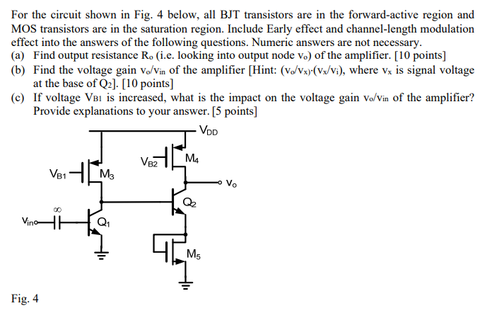 For the circuit shown in Fig. 4 below, all BJT | Chegg.com