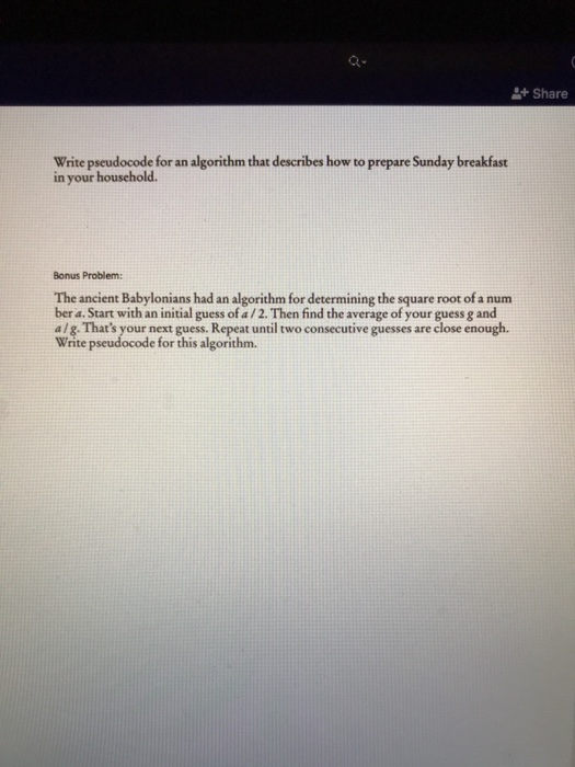 Solved Share Write pseudocode for an algorithm that | Chegg.com