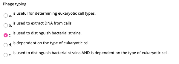 Solved Phage typing is useful for determining eukaryotic | Chegg.com