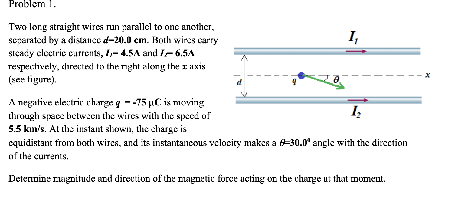 Solved Problem 1.Two long straight wires run parallel to one | Chegg.com