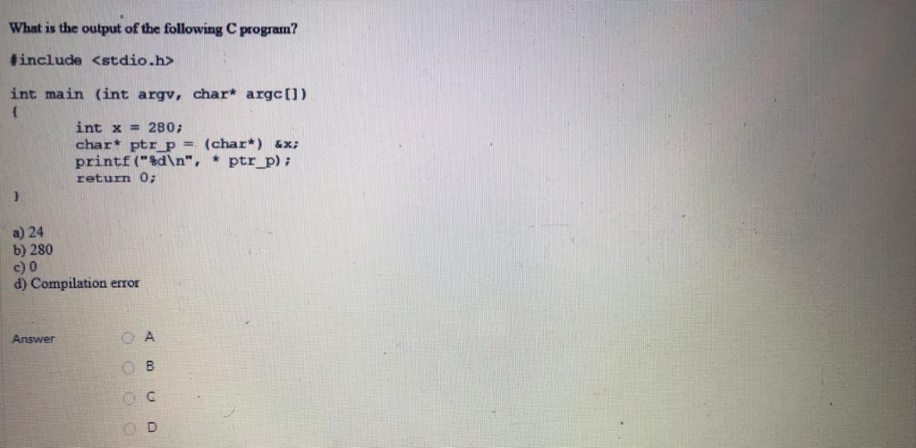 Solved What is the type of array which is accepted by the | Chegg.com