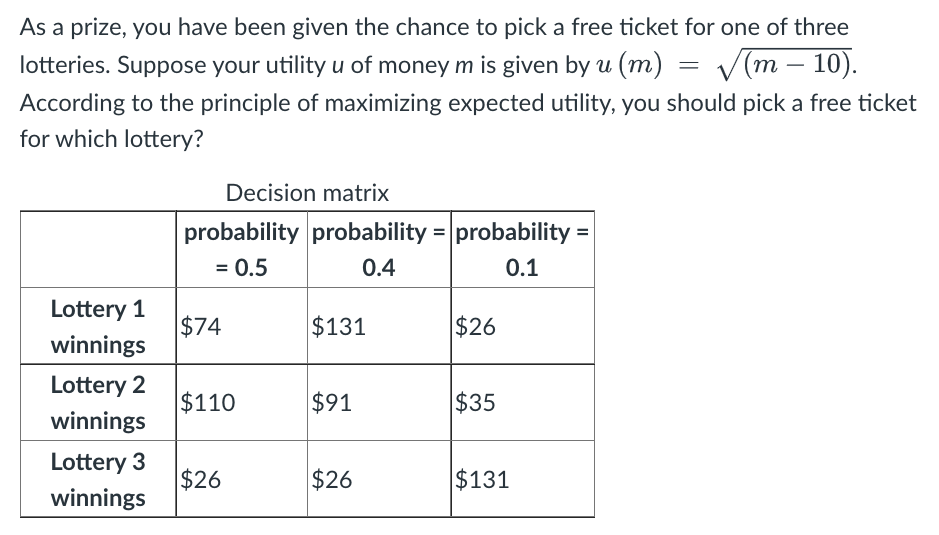 Solved As a prize, you have been given the chance to pick a | Chegg.com