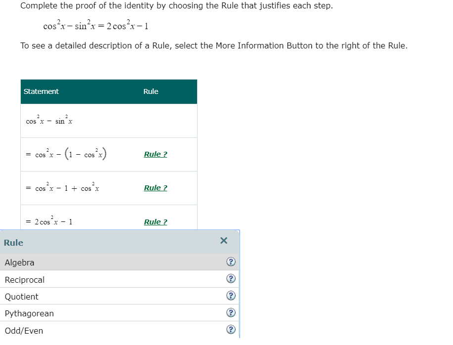 Solved Complete the proof of the identity by choosing the | Chegg.com