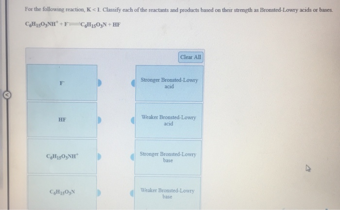Solved For the following reaction, K