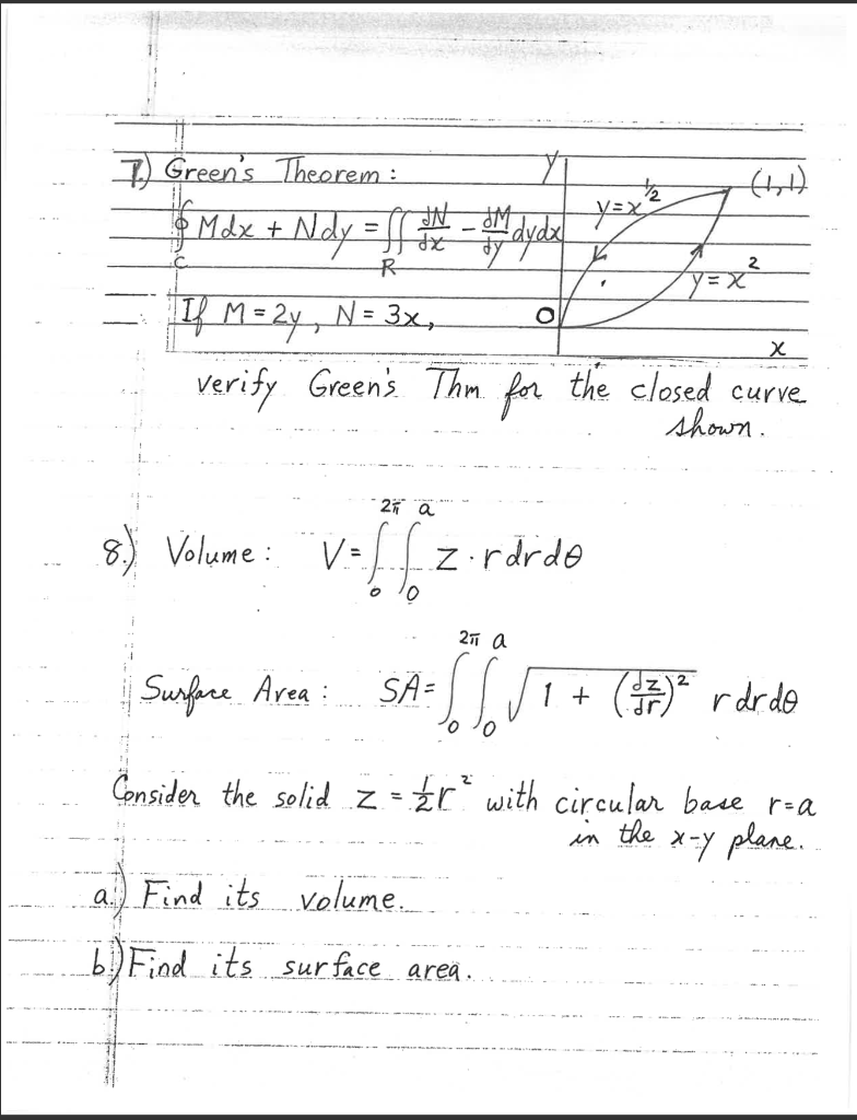 Solved that y = x Ady R 2 7) Green's Theorem: Mdx + Ney=ffet | Chegg.com