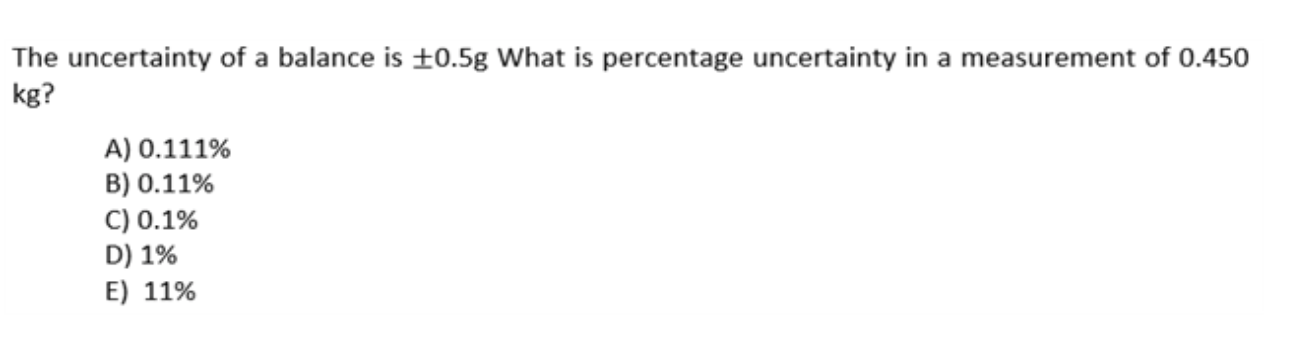 Solved The uncertainty of a balance is +0.5g What is | Chegg.com