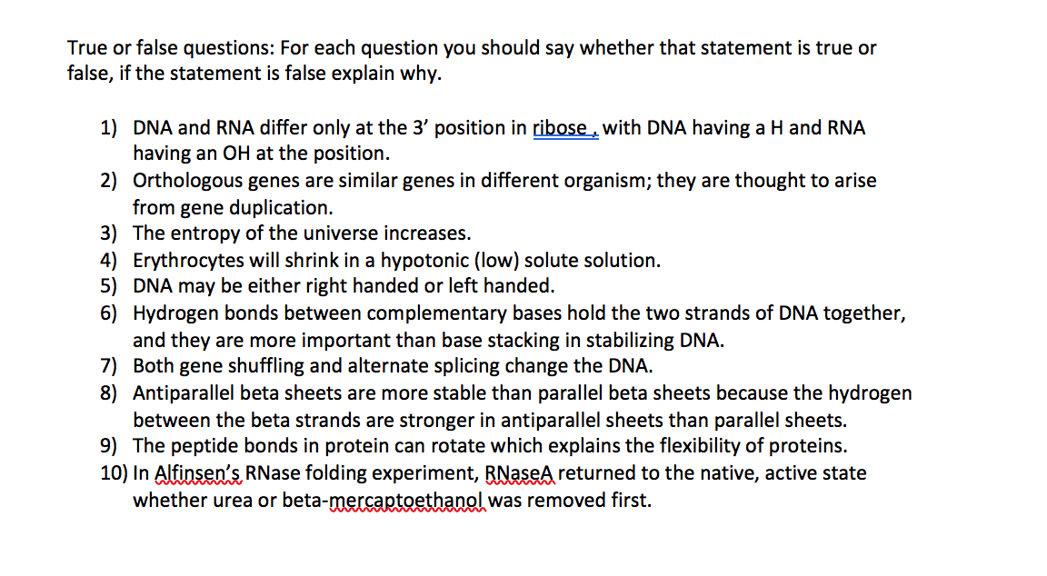 Solved True or false questions: For each question you should | Chegg.com
