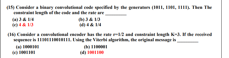 Solved 15) Consider a binary convolutional code specified by | Chegg.com