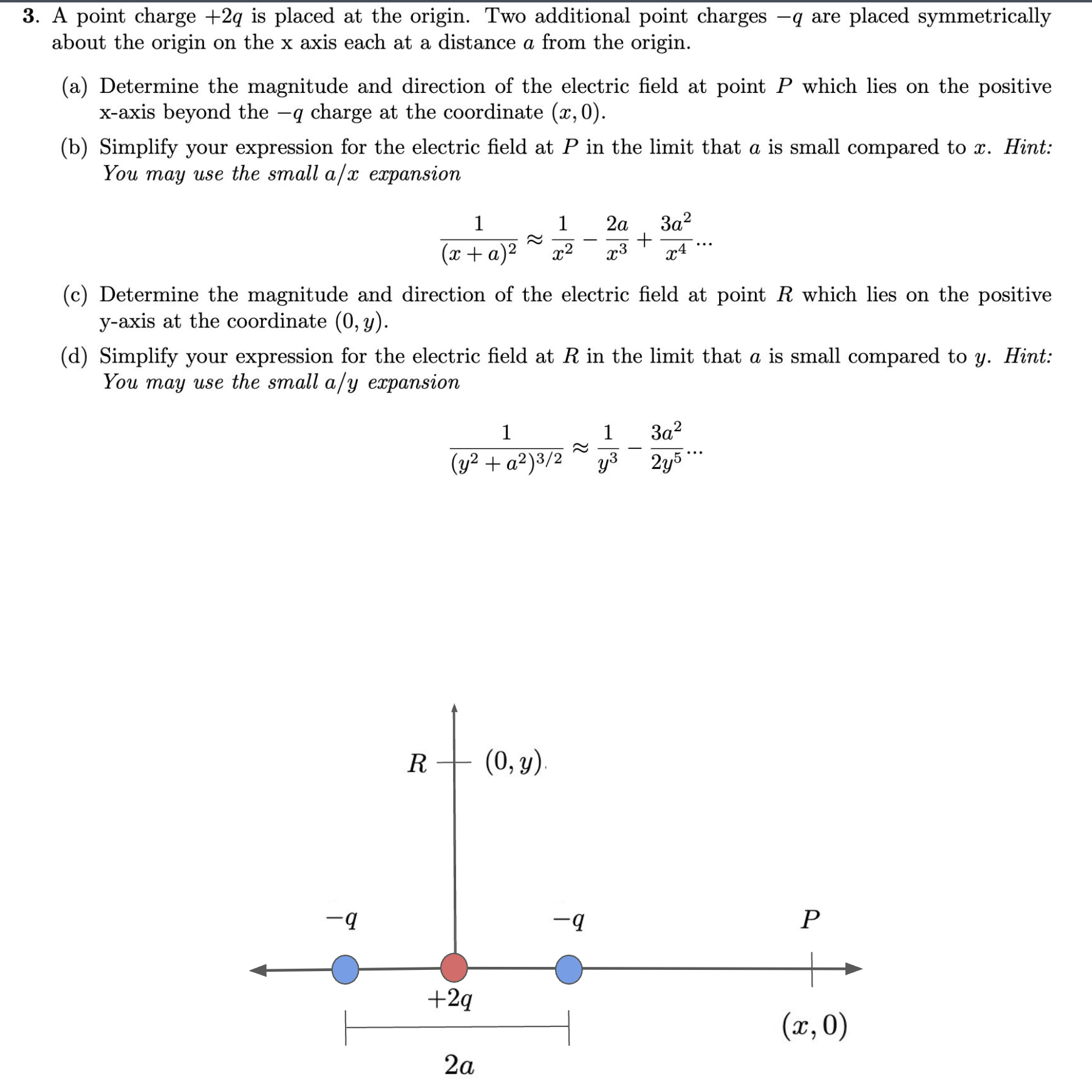 Solved A point charge +2q is placed at the origin. Two | Chegg.com