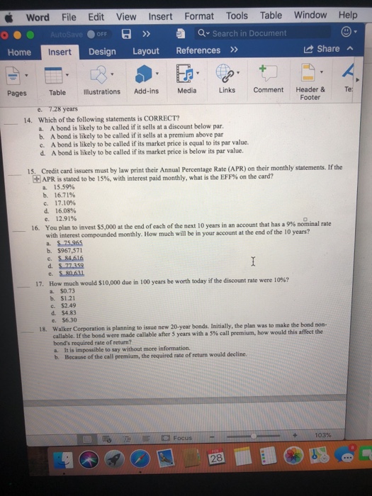 Solved Word File Edit View Insert Format Tools Table Window | Chegg.com