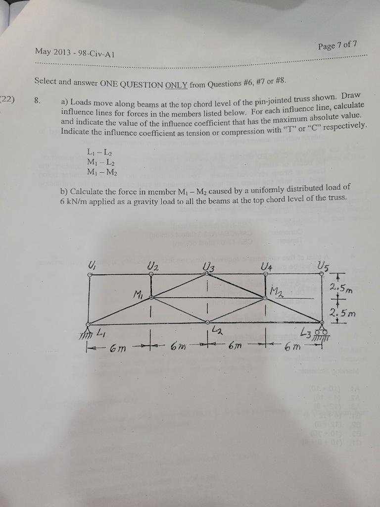 Loads move along beams at the top chord level | Chegg.com