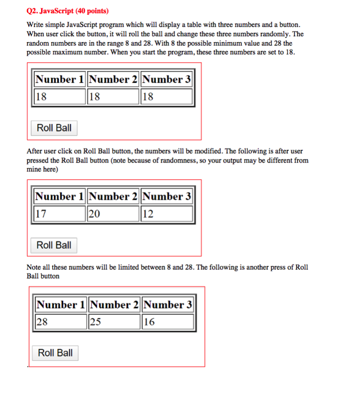 Solved Q2 JavaScript 40 Points Write Simple JavaScript Chegg