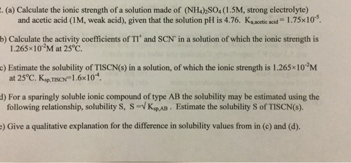Solved (a) Calculate the ionic strength of a solution made | Chegg.com