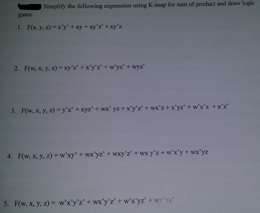 Solved Simplify the following expression using K-map for sum | Chegg.com