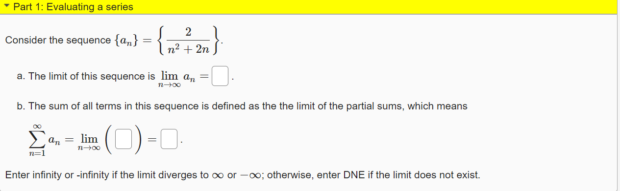Solved Consider the sequence {an}={n2+2n2}. a. The limit of | Chegg.com