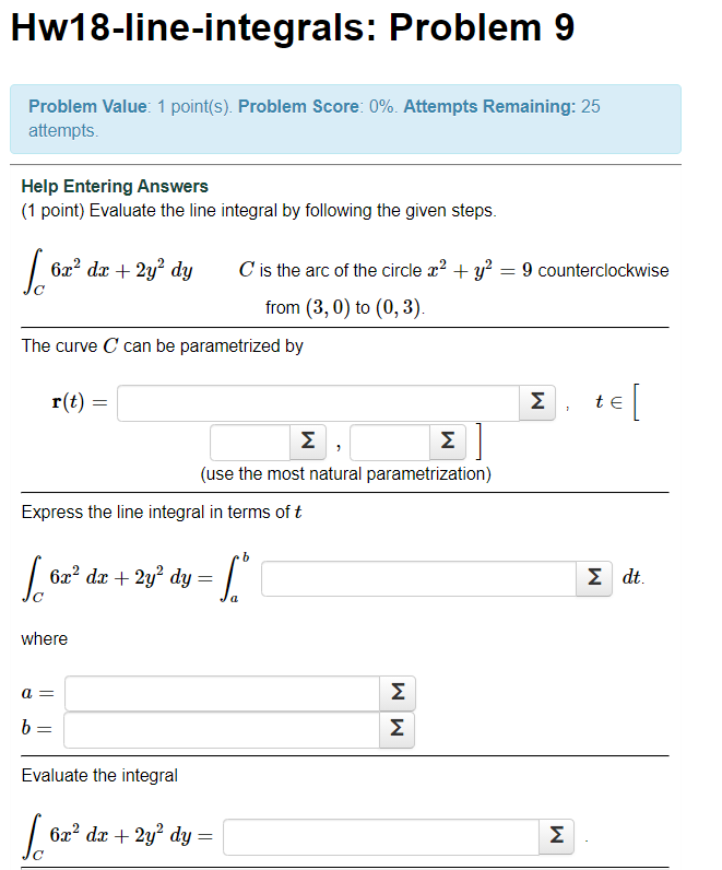 Solved Hw18-line-integrals: Problem 9 Problem Value: 1 | Chegg.com