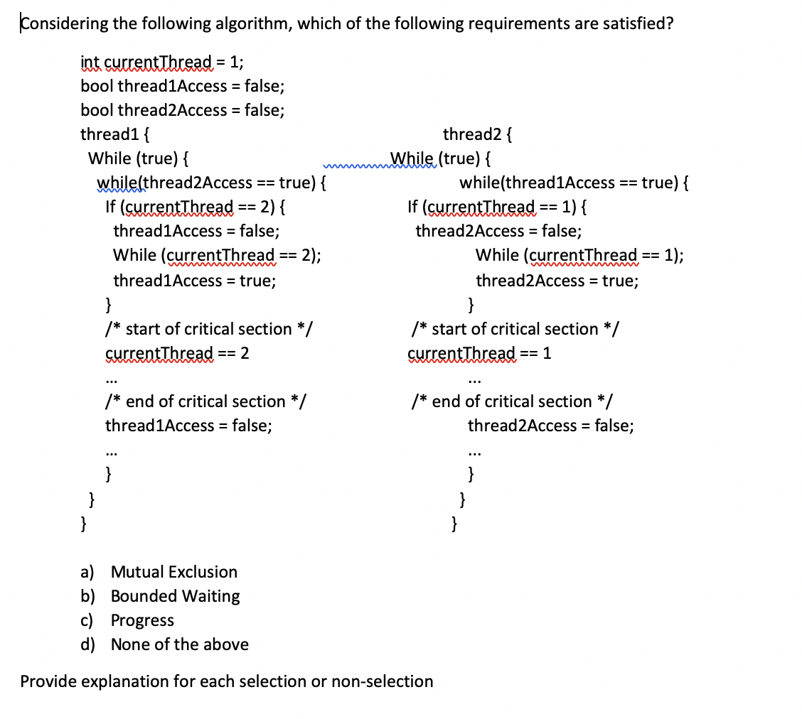 Solved Considering the following algorithm, which of the | Chegg.com