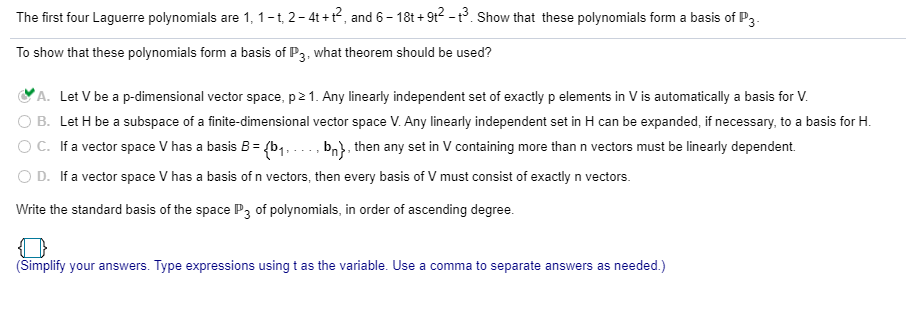 Solved Write the standard basis of the space set of prime | Chegg.com