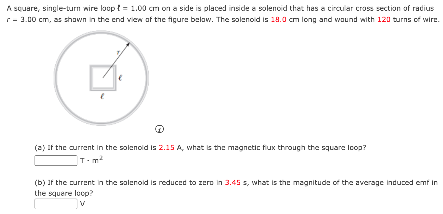 Solved A square, single-turn wire loop l = 1.00 cm on a side | Chegg.com