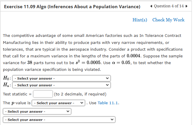 Solved Exercise 11.09 ﻿Algo (Inferences About a Population | Chegg.com